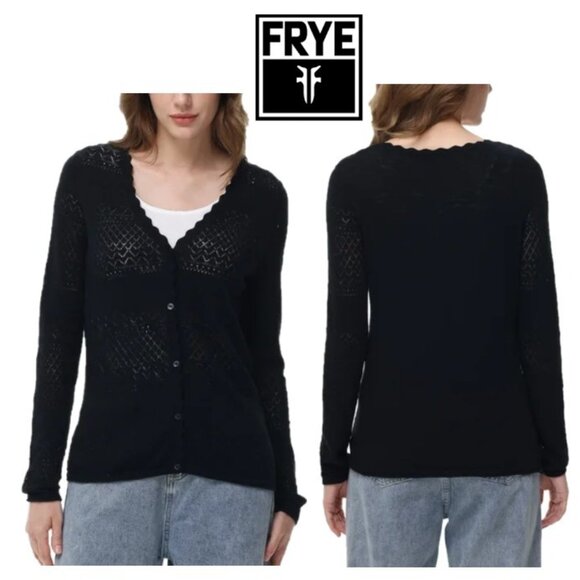 Frye | Sweaters | Nwt Frye Womens Pointelle Cardigan Black | Poshmark